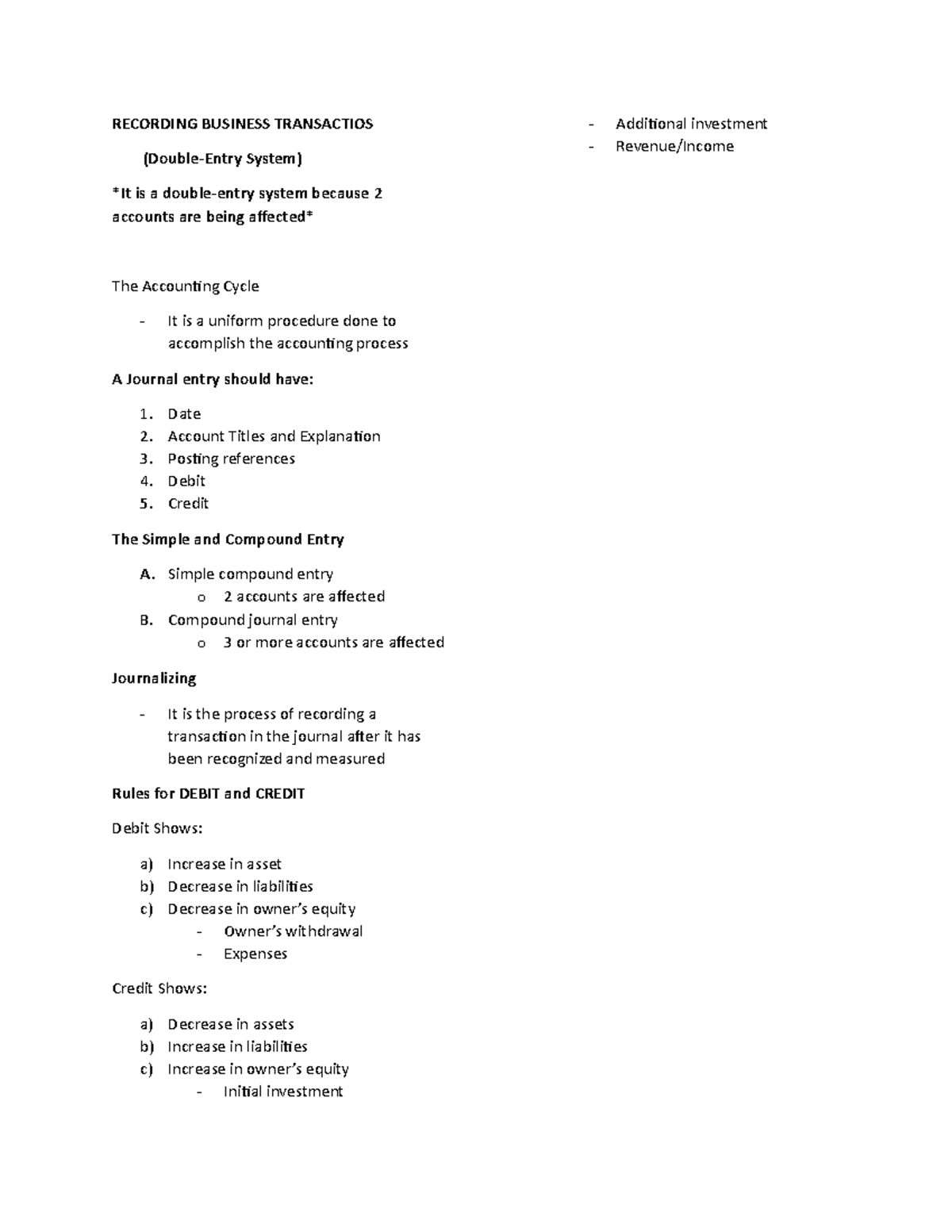 Basics Of Accounting