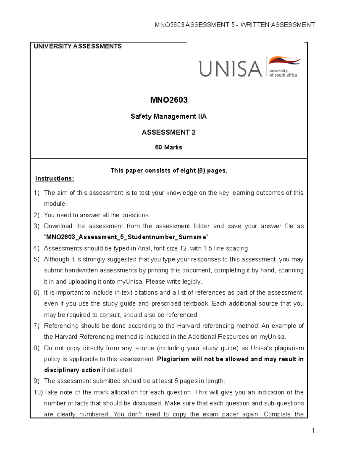 MNO2603 Assessment 5 - final portfolio - MNO2603 ASSESSMENT 5 WRITTEN ...