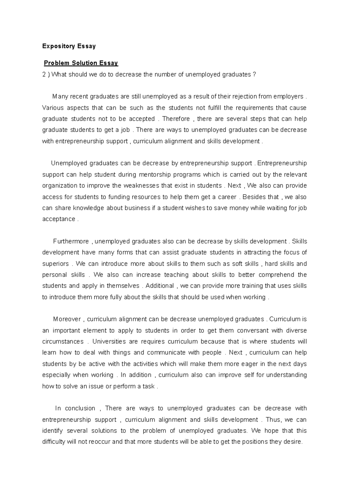Expository Essay - Expository Essay Problem Solution Essay 2 ) What ...