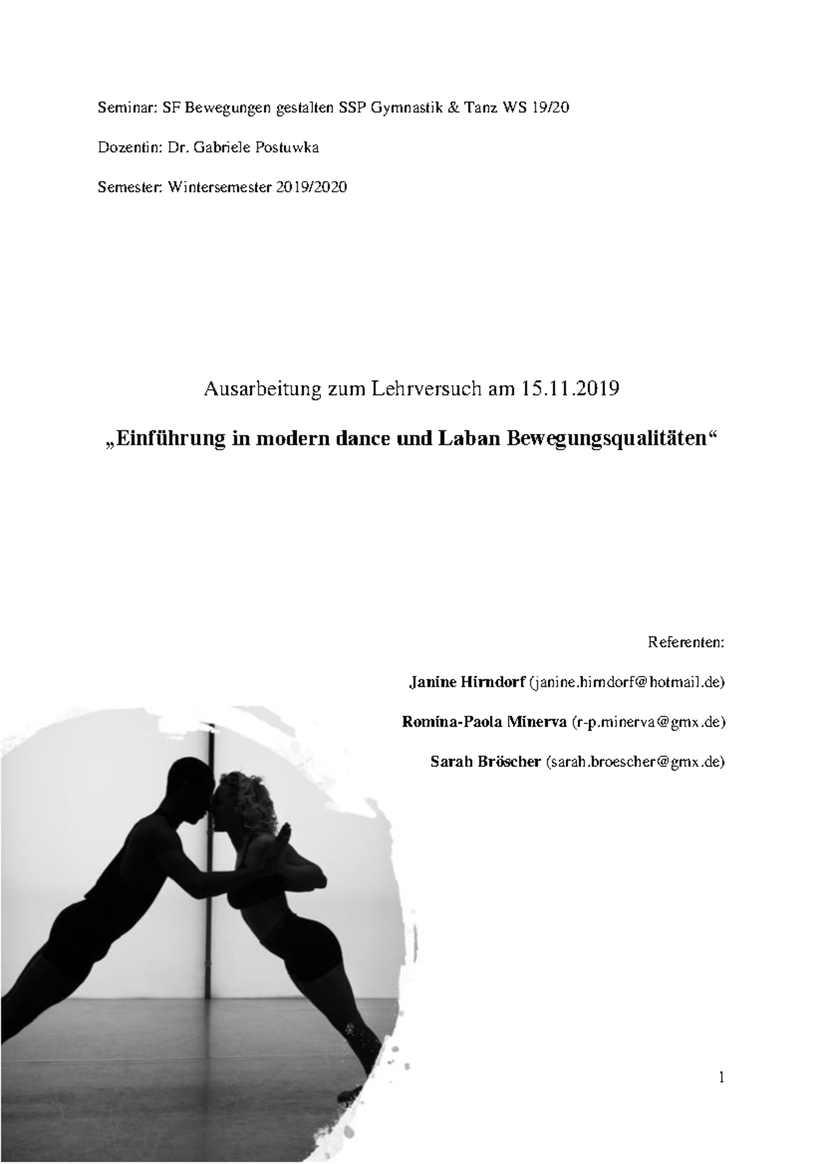 Einführung Modern Dance - Laban - Ausarbeitung - DÜ Bewegungen ...