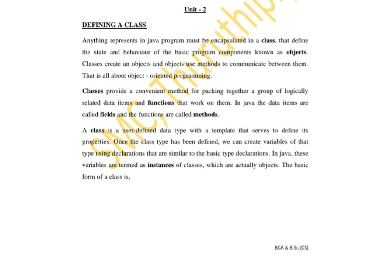 Javaunit 2 - Java is a widely used object-oriented programming language ...