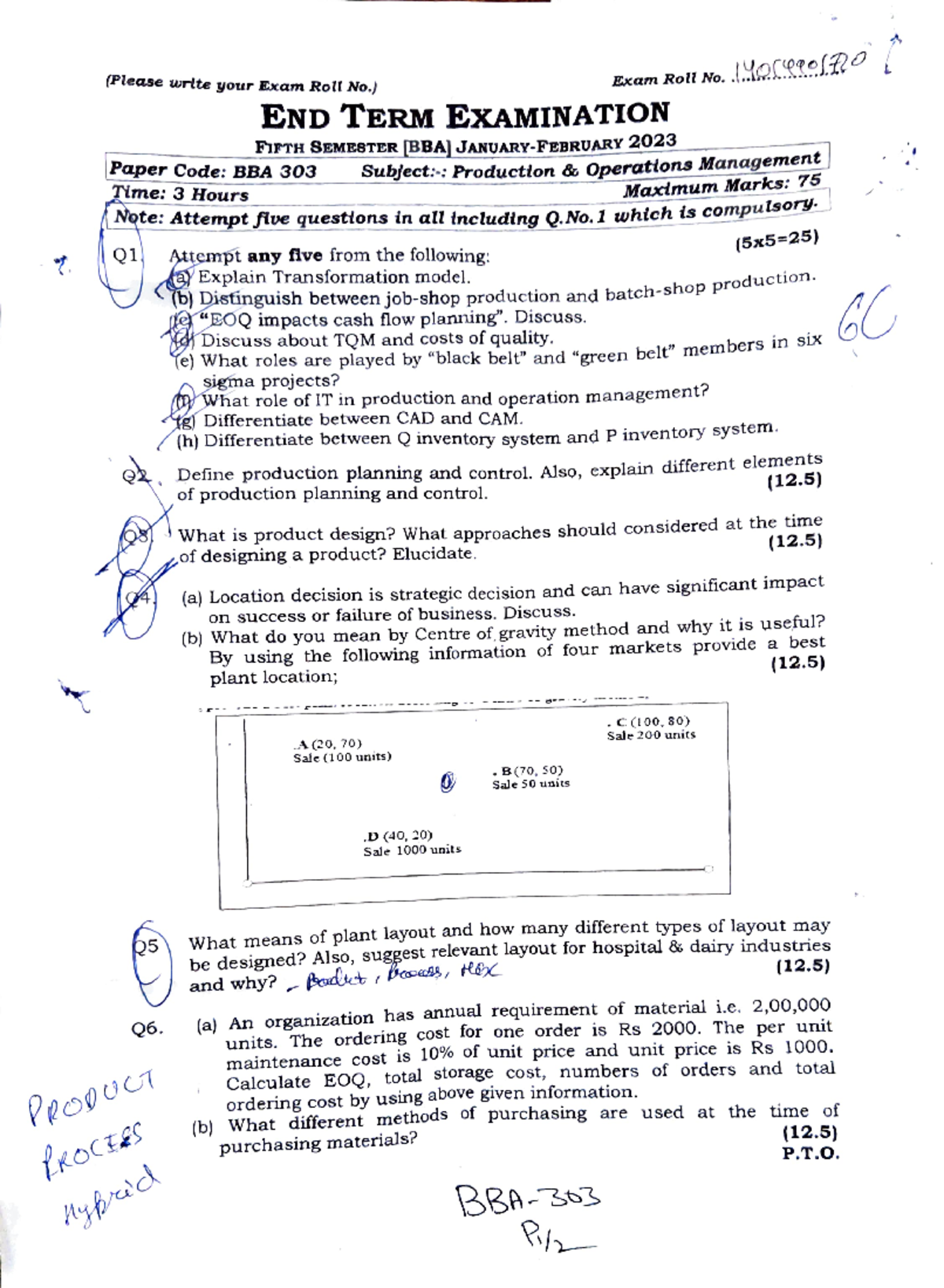 POM Previous Year Paper - ####### (Please write your Exam Roll No ...