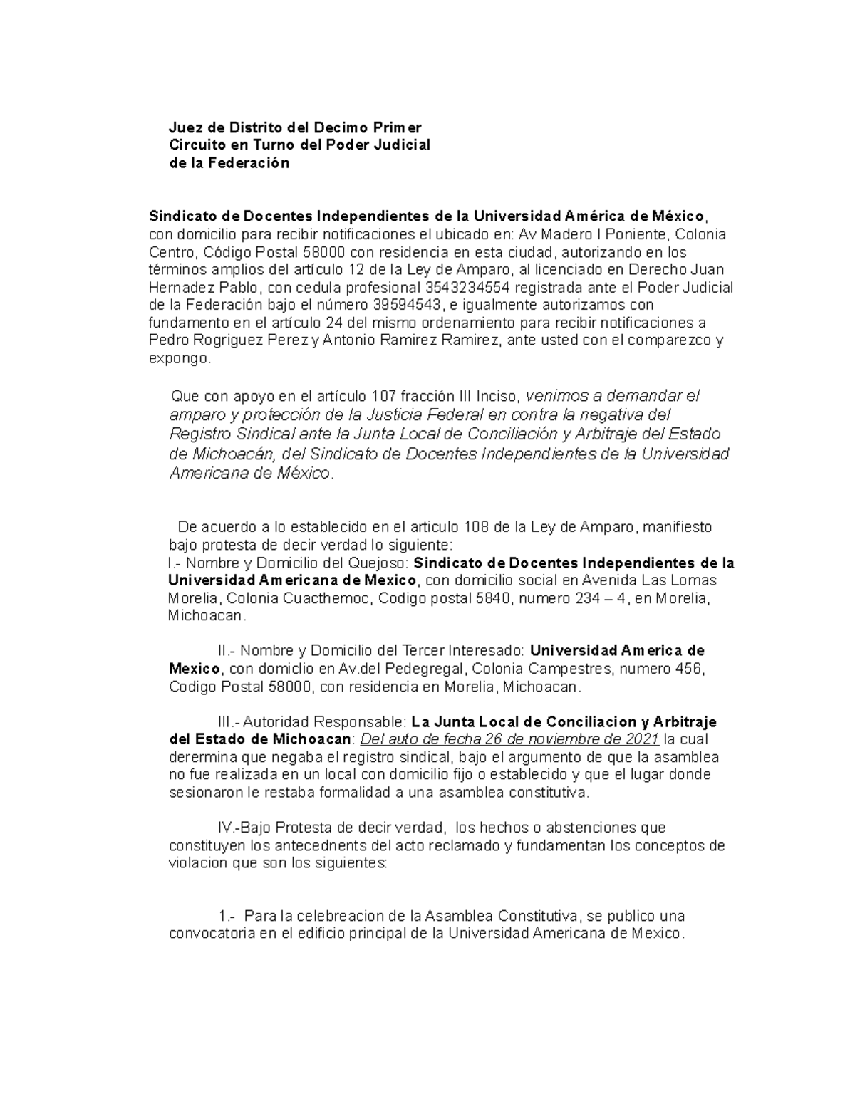 Juez de Distrito del Decimo Primer - Juez de Distrito del Decimo Primer ...