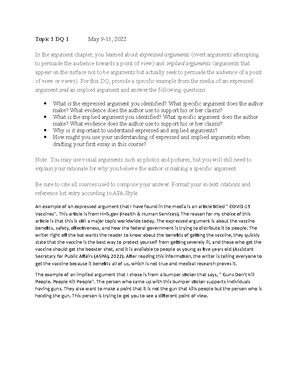 [Solved] specific example from the media of an expressed argument and ...