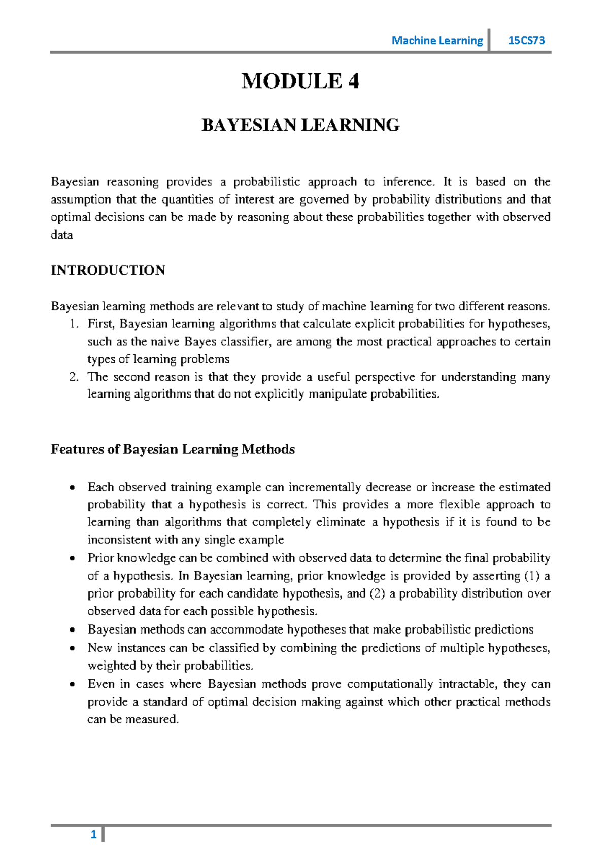 Machine Learning Notes-69-92 - MODULE 4 BAYESIAN LEARNING Bayesian ...