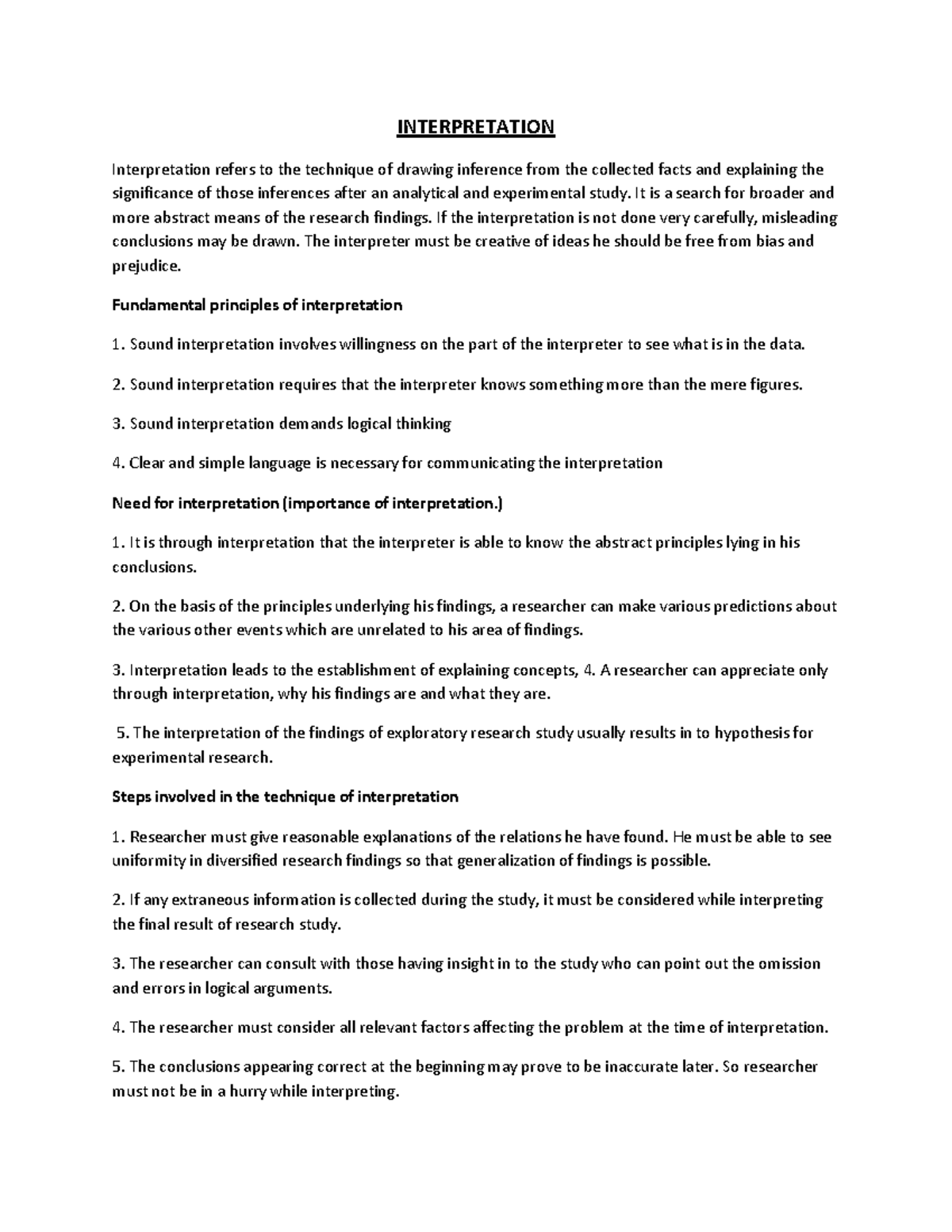 Business Research Interpretation - INTERPRETATION Interpretation refers ...