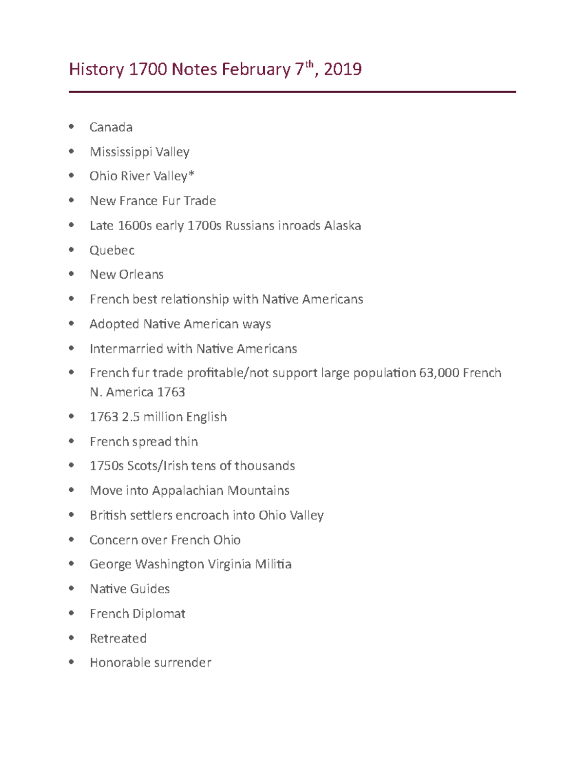 History 1700 Notes February 7th, 2019 - History 1700 Notes February 7th ...