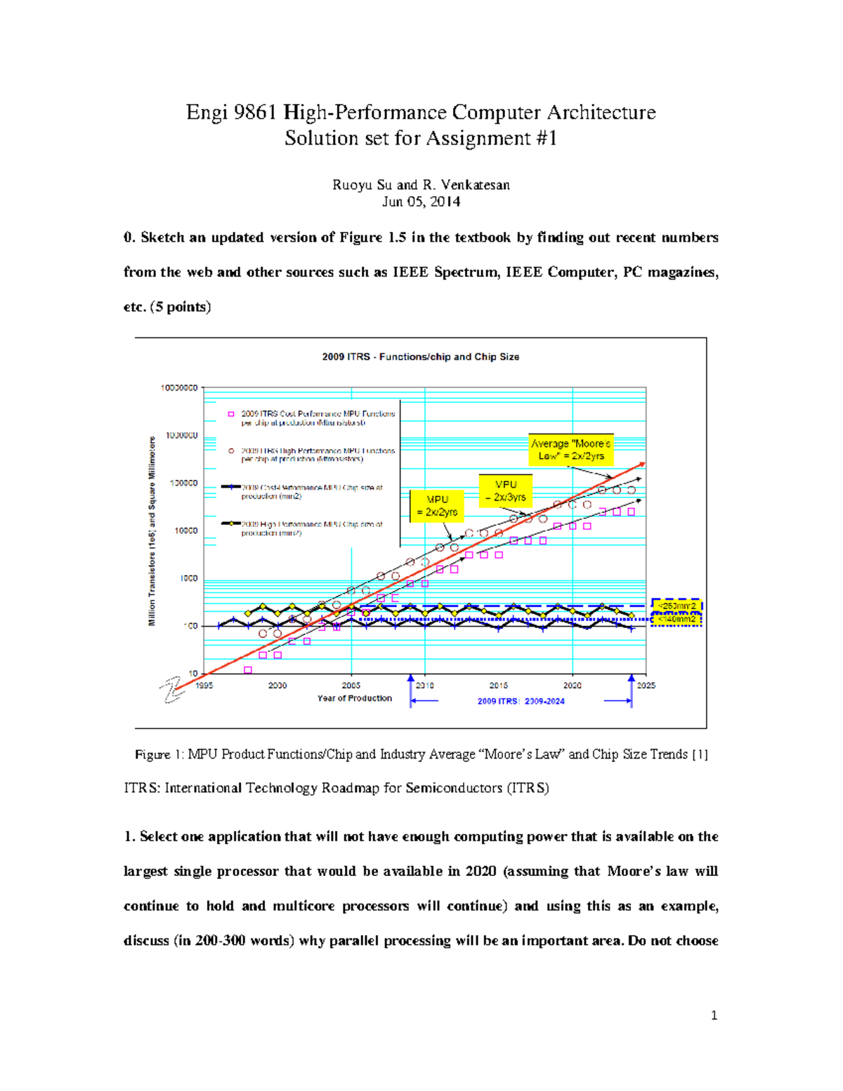 Assign #1 Solution 2014 - Engi 9861 High-Performance Computer Architecture Solution set for ...