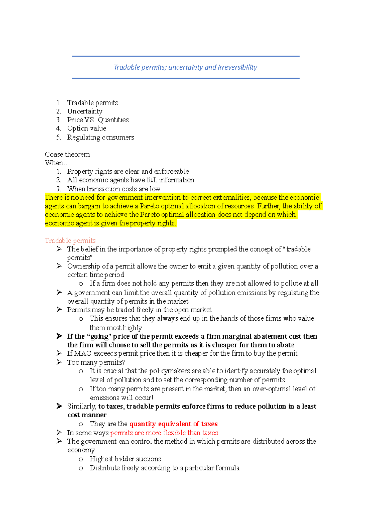 Tradable permits - one chapter summary - Tradable uncertainty and ...