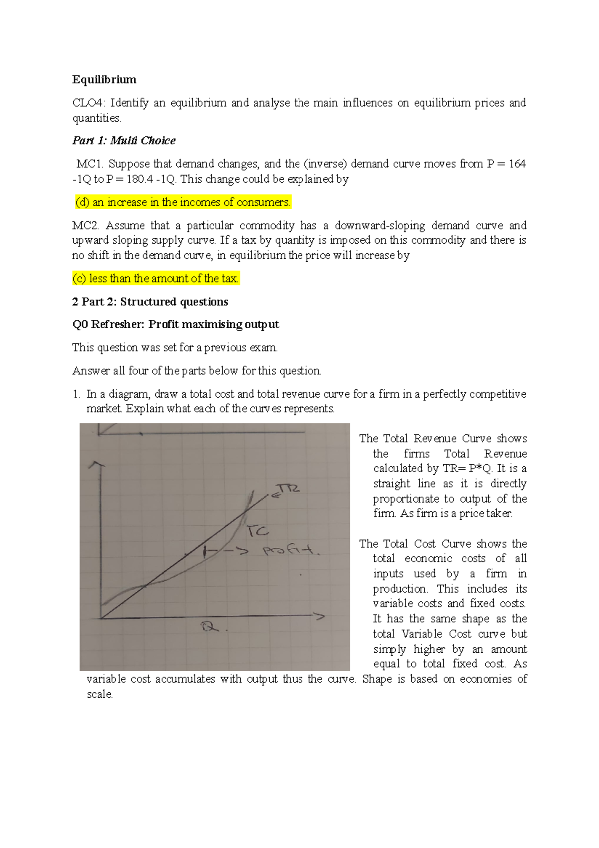Econ tutorial 5 - 3/3 - Equilibrium CLO4: Identify an equilibrium and ...