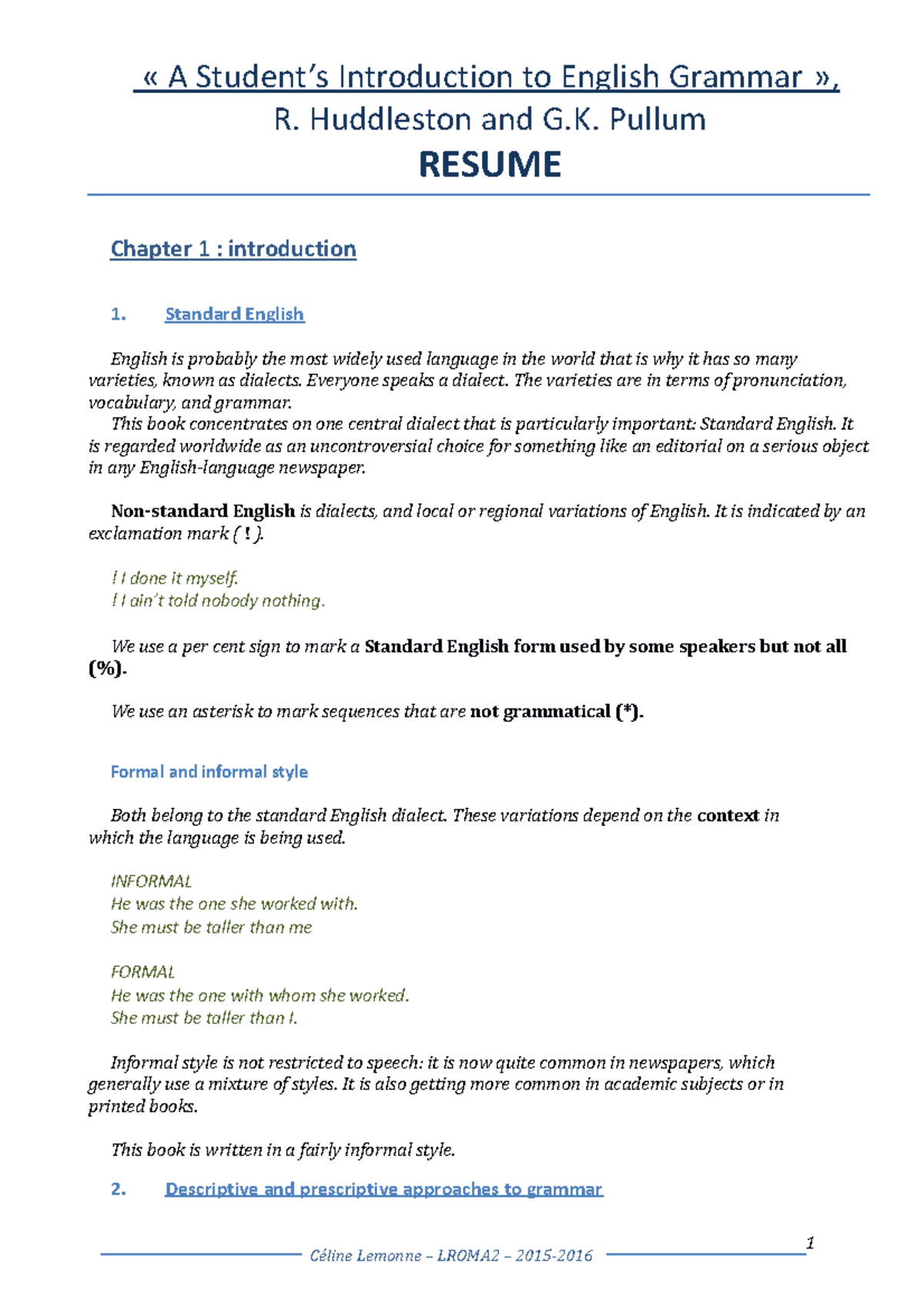 HP-resume - Résumé du cours HP - « A Student’s Introduction to English ...