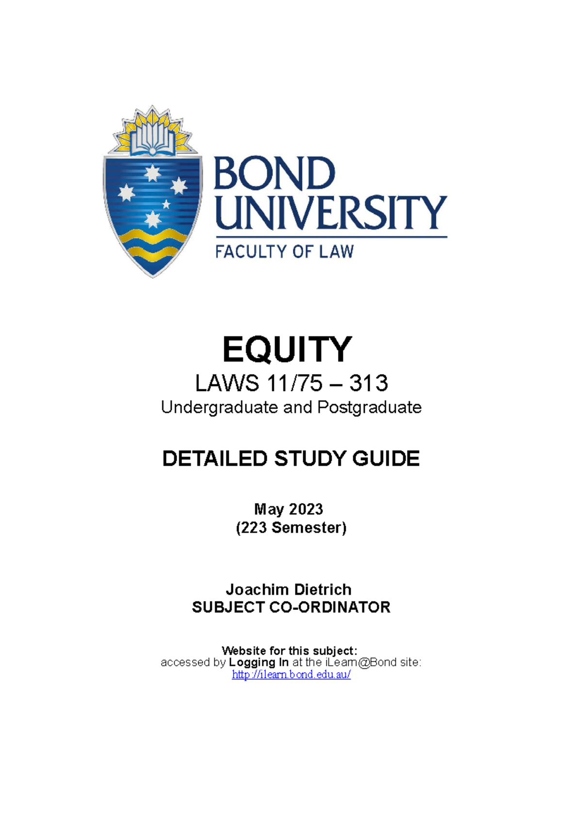 2023 May Sem Equity Detailed Study Guide 232 - EQUITY LAWS 11/75 – 313 ...