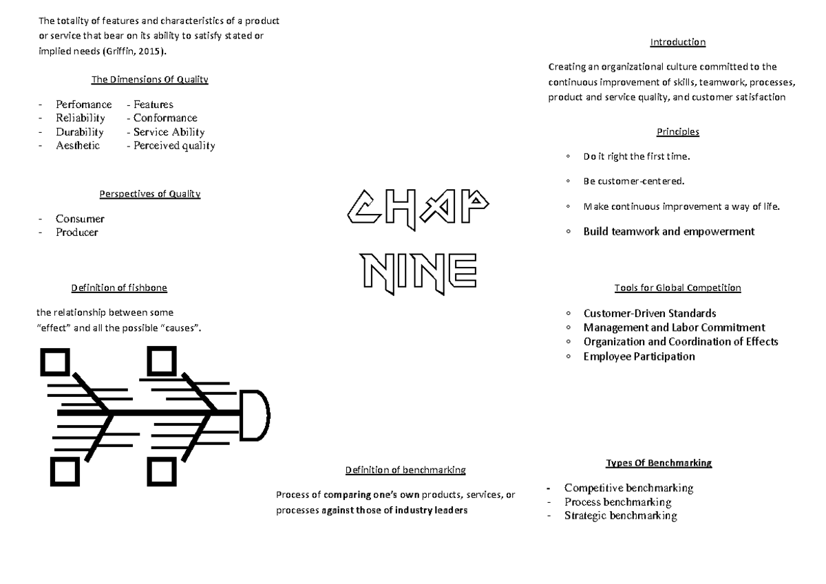 MGT162 NOTE CHAPTER 9 - The totality of features and characteristics of ...