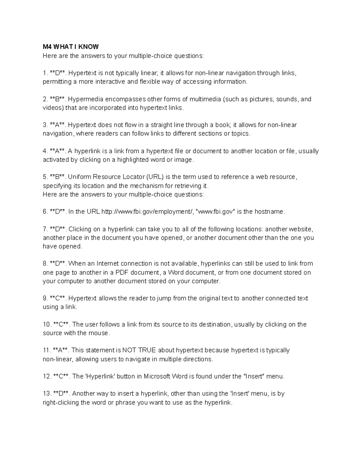 4C-Written-Works - Guide - M4 WHAT I KNOW Here are the answers to your ...