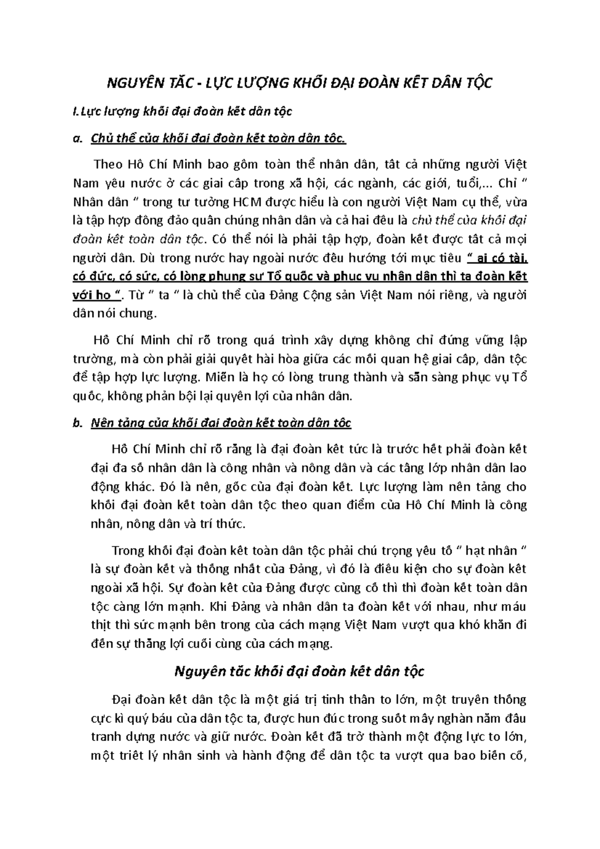Nguyên tắc đại đoàn kết dân tộc - NGUYÊN TẮẮC - L ỰC L ƯỢNG KHỐẮI Đ ẠI ...