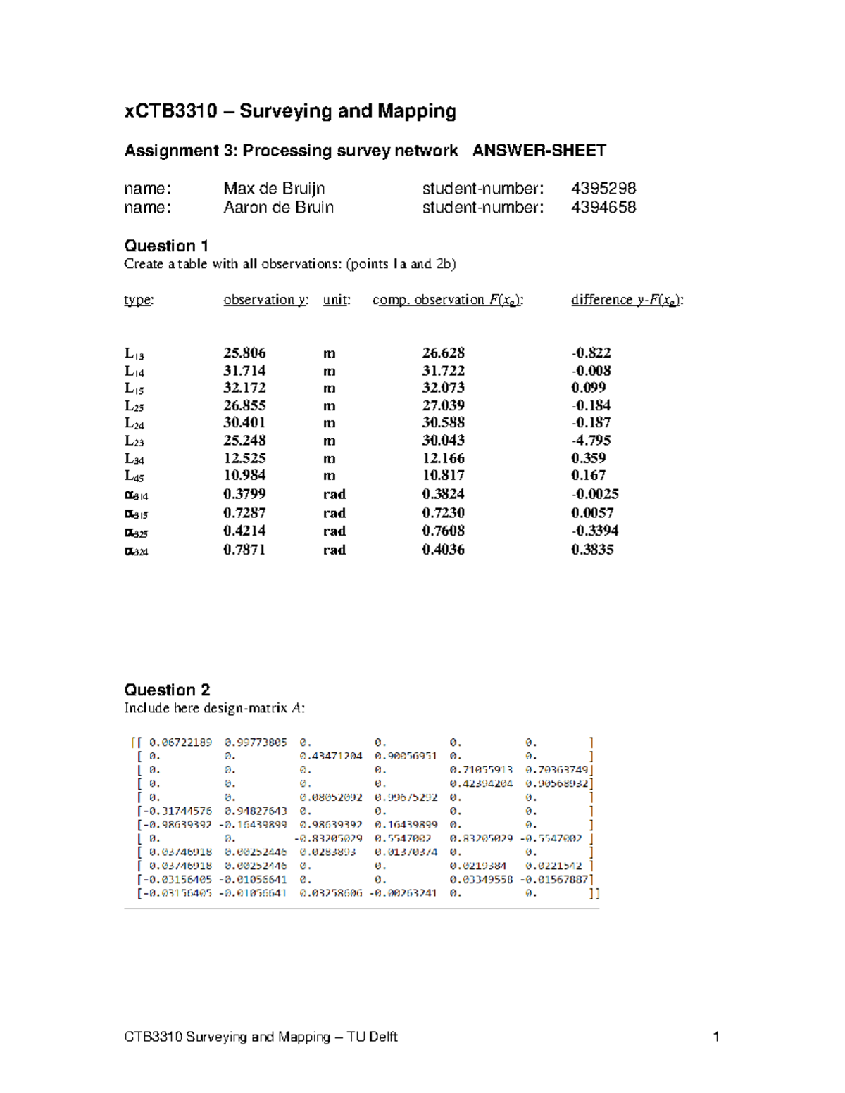 CTB3310 as3 4395298 4394658 - xCTB3310 – Surveying and Mapping Create a table with all ...