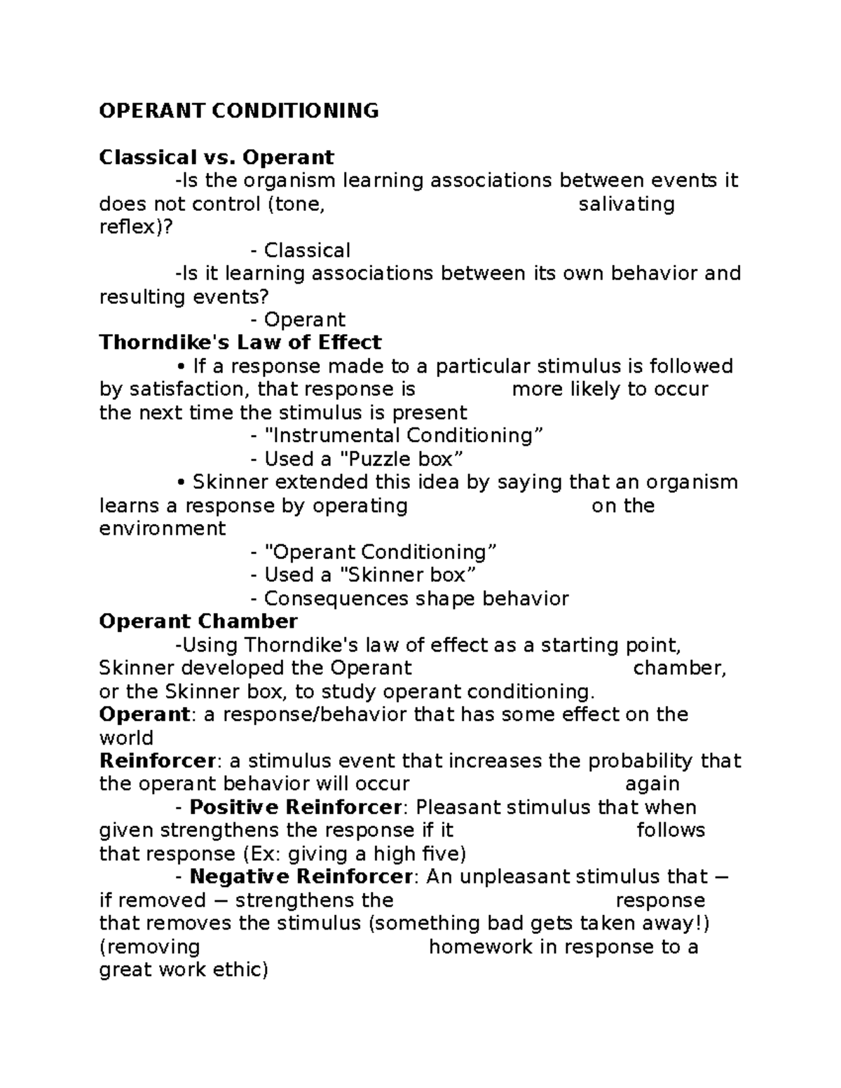 Operant Conditioning - OPERANT CONDITIONING Classical vs. Operant -Is ...