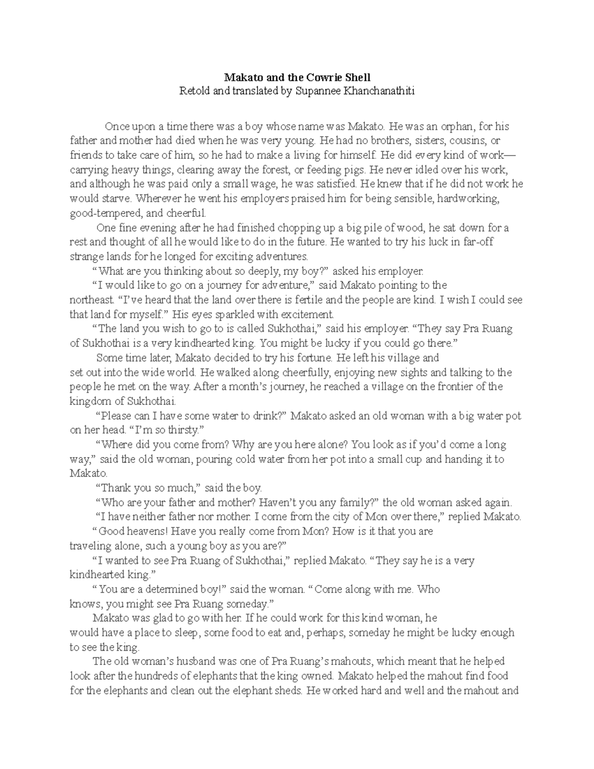 Makato and the Cowrie Shell - Makato and the Cowrie Shell Retold and ...