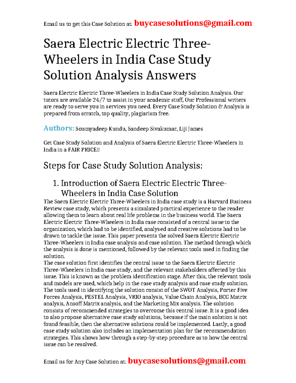 Case Solution Saera Electric Electric Three-Wheelers in India - Saera ...