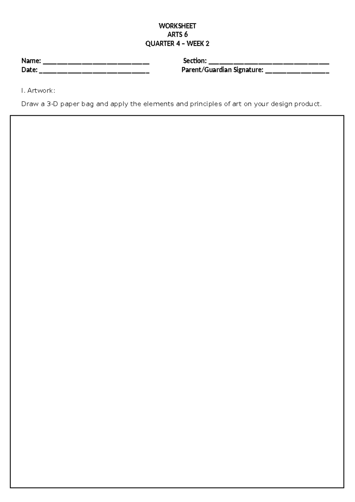 ARTS Worksheet Q4 WEEK2 - Elementary Education - WORKSHEET ARTS 6 ...