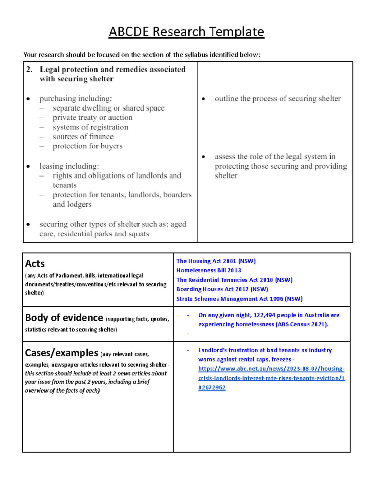 Tyler Jarman - Abcde Research Template - ABCDE Research Template Your ...
