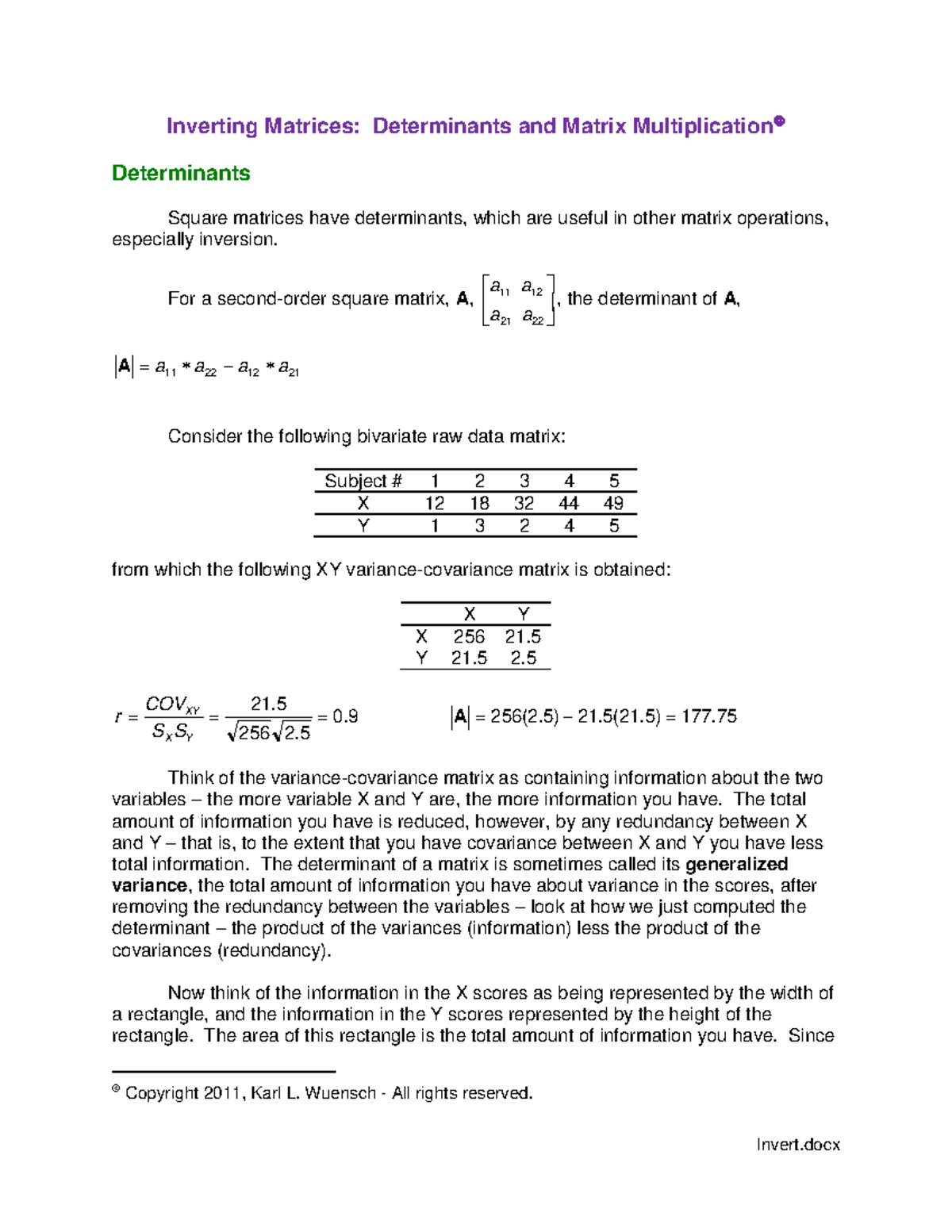 Inverting Matrices Determinants and Matrix Multiplication - Inverting ...