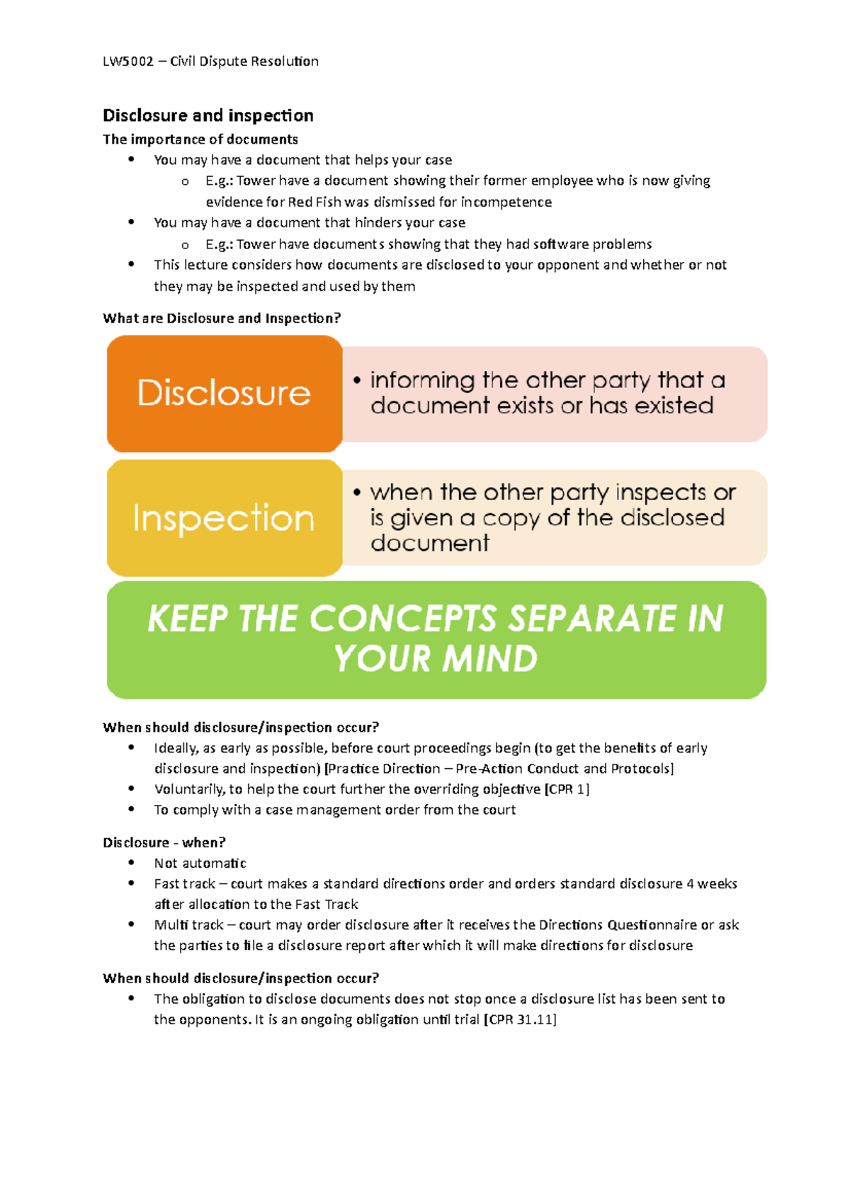 8. Disclosure and Inspection Notes - Disclosure and inspection The ...