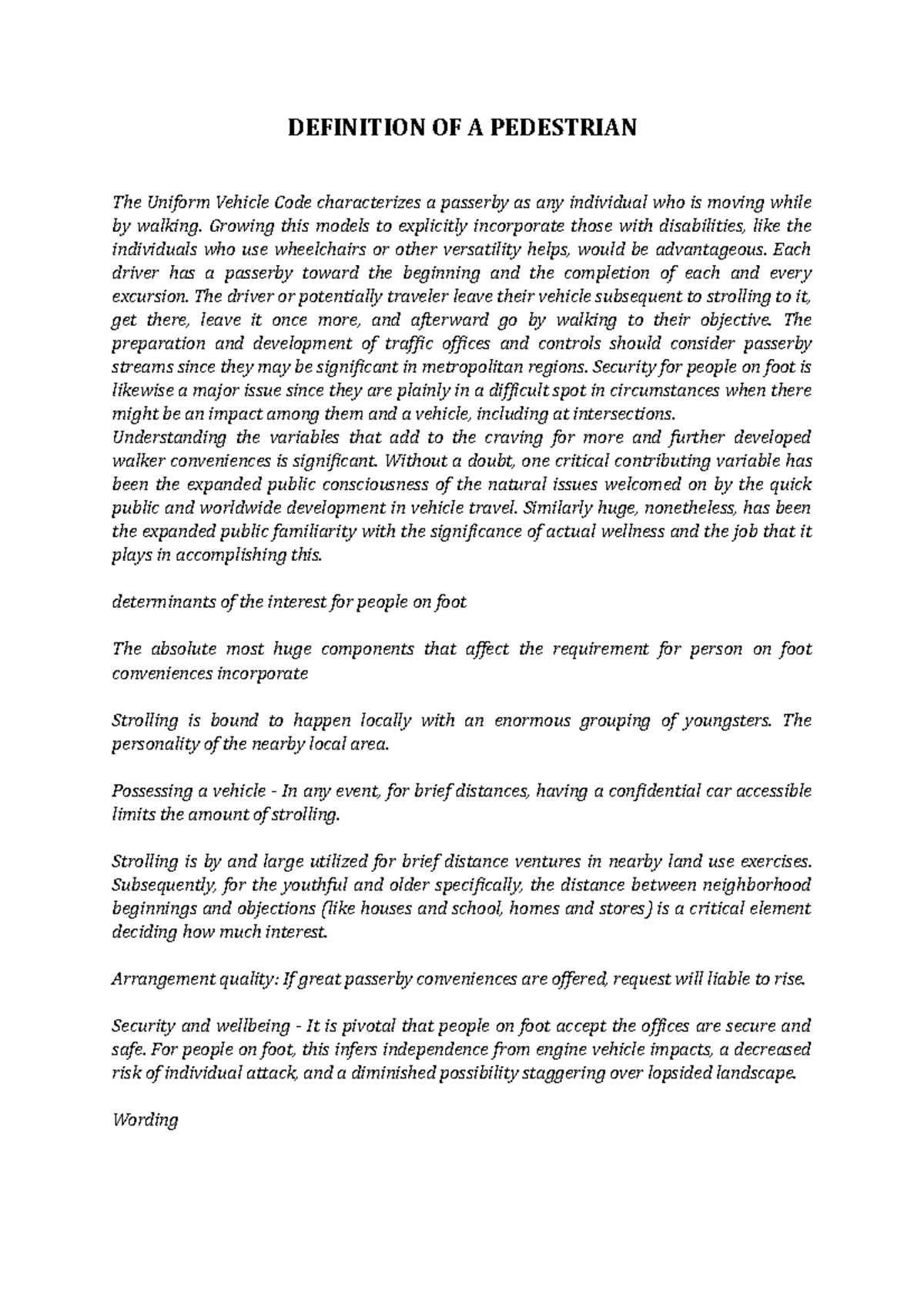 Definition OF A Pedestrian - DEFINITION OF A PEDESTRIAN The Uniform ...