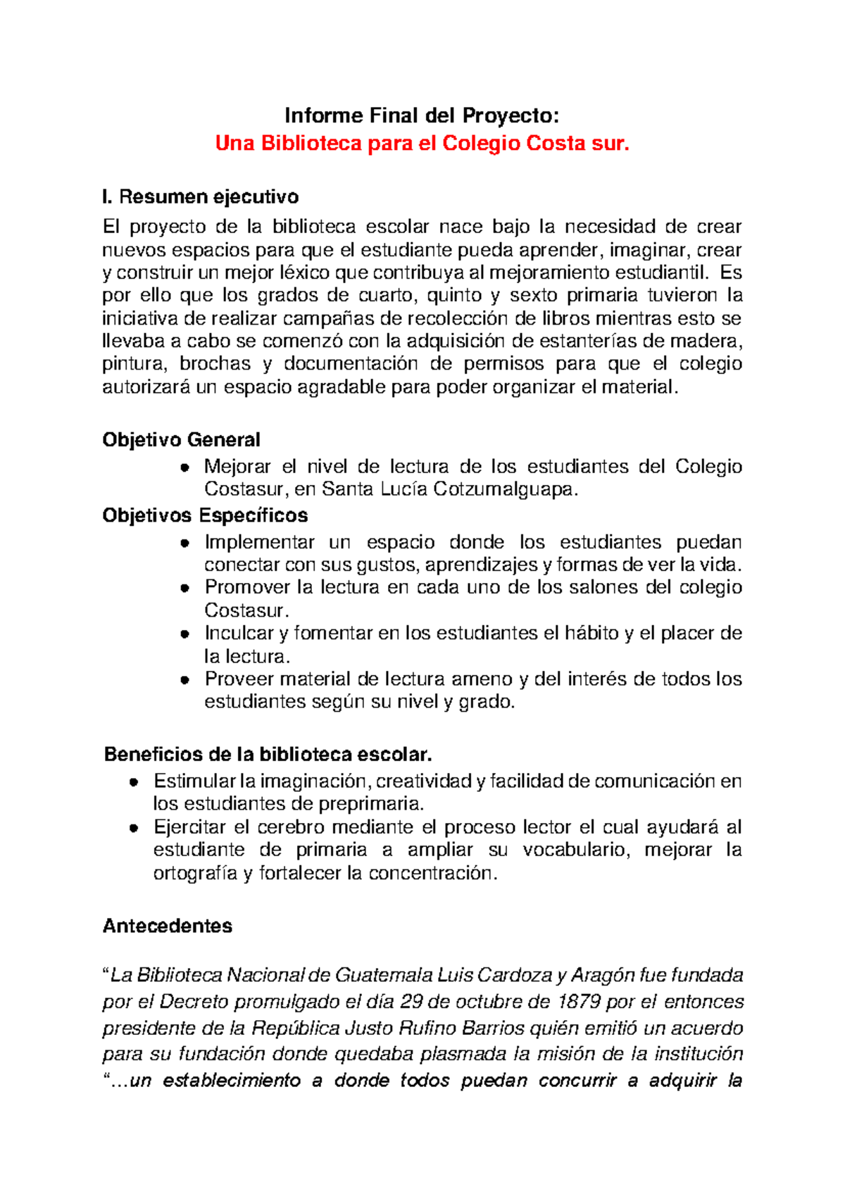 Informe Completo 6to - Informe Final del Proyecto: Una Biblioteca para ...