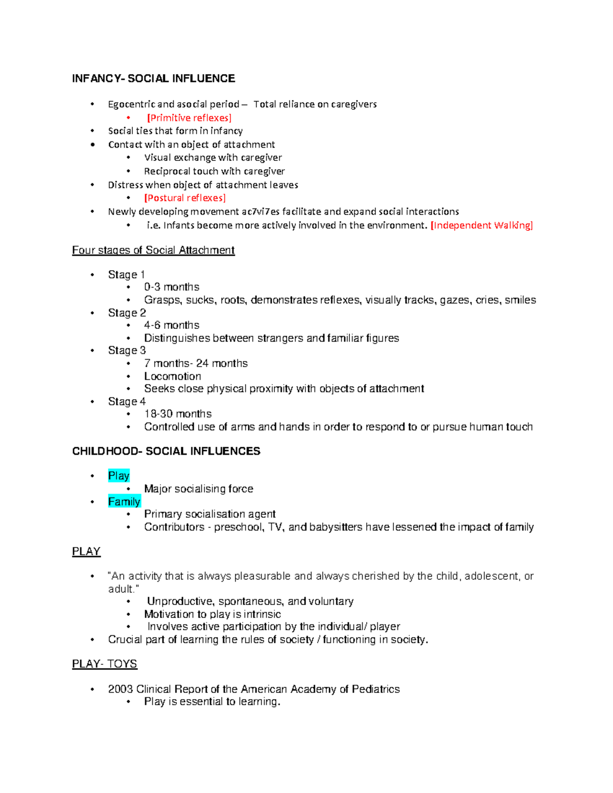 Lec 7c Notes - Social Influence - INFANCY- SOCIAL INFLUENCE Egocentric ...