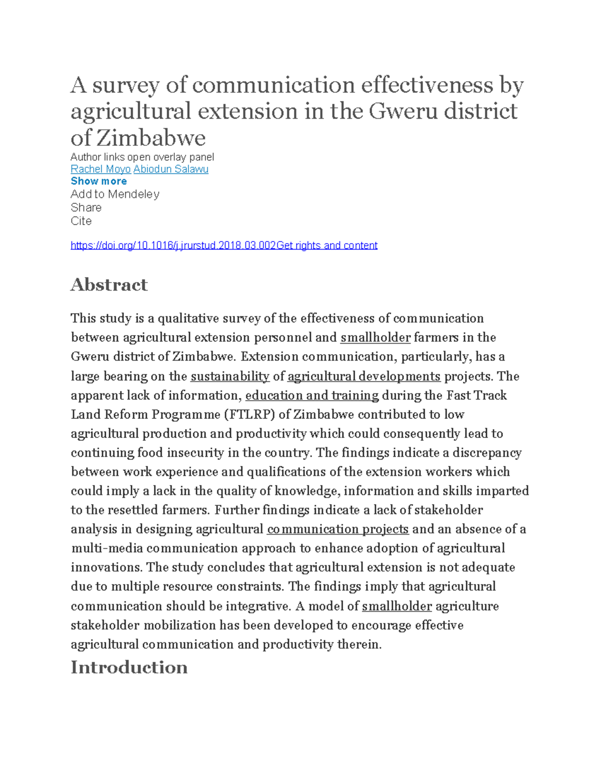 0. Agricultural Communication - A survey of communication effectiveness ...
