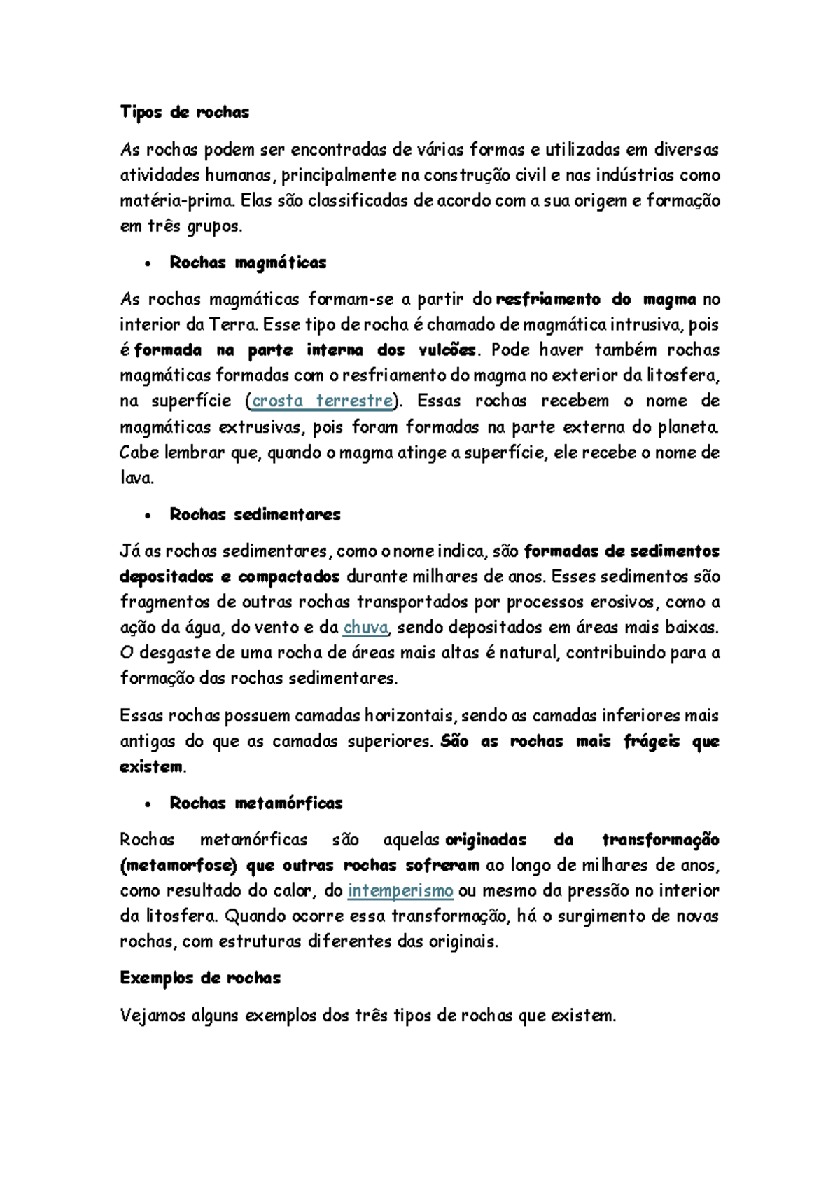 Aulas PARA OS Sextos Ciências - Tipos de rochas As rochas podem ser ...