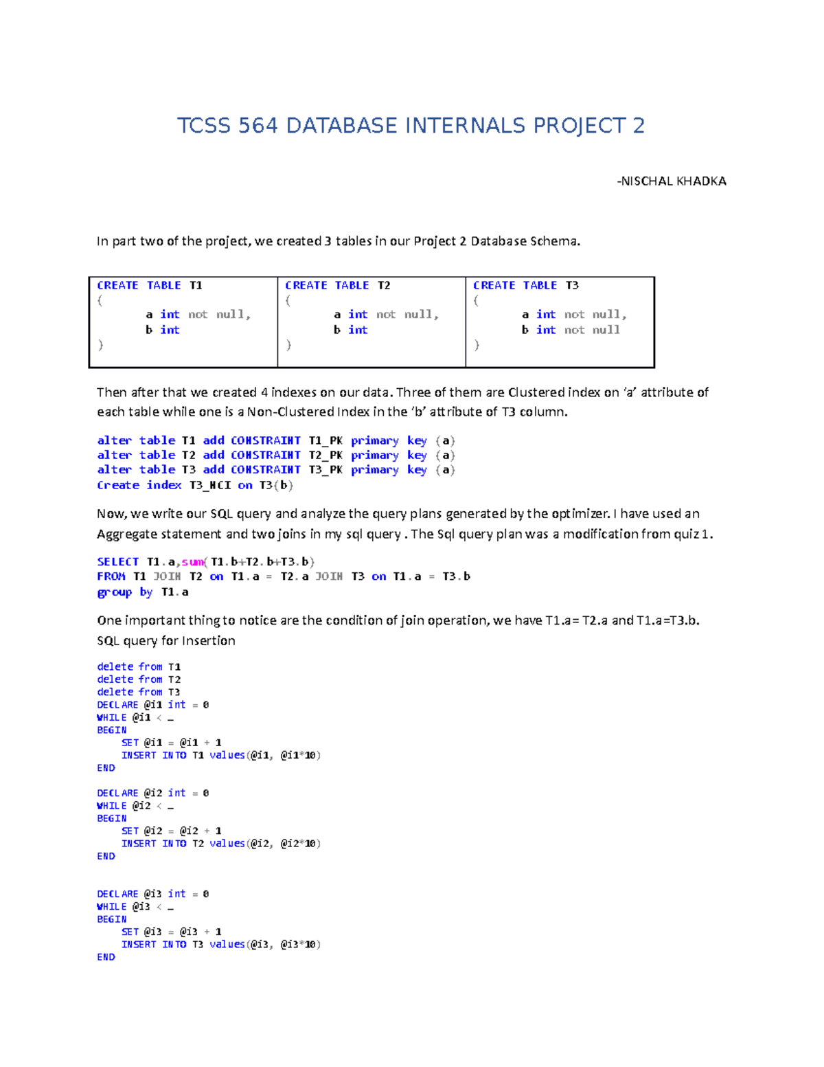 TCSS 564 Database Internals Project 2 - TCSS 564 DATABASE INTERNALS ...