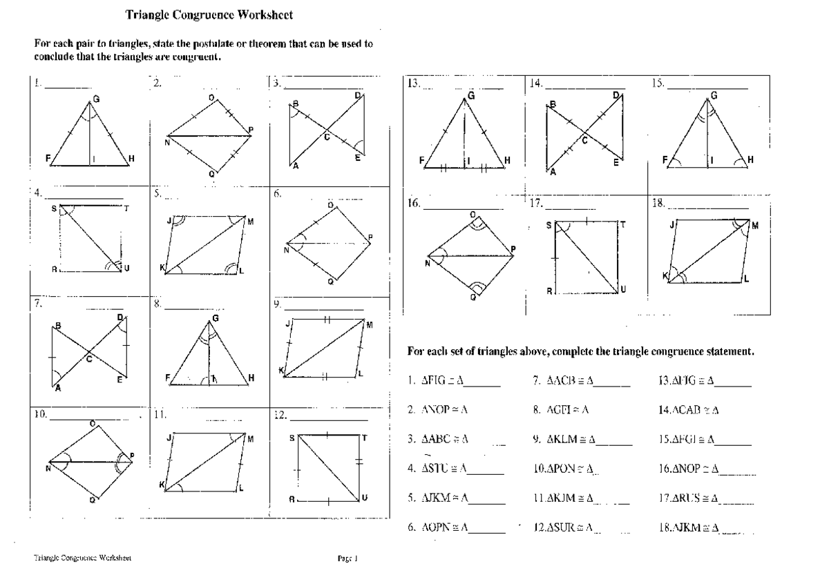 Act 2.28.24.Triangle Congruence practice - Mathematics 8 - Studocu