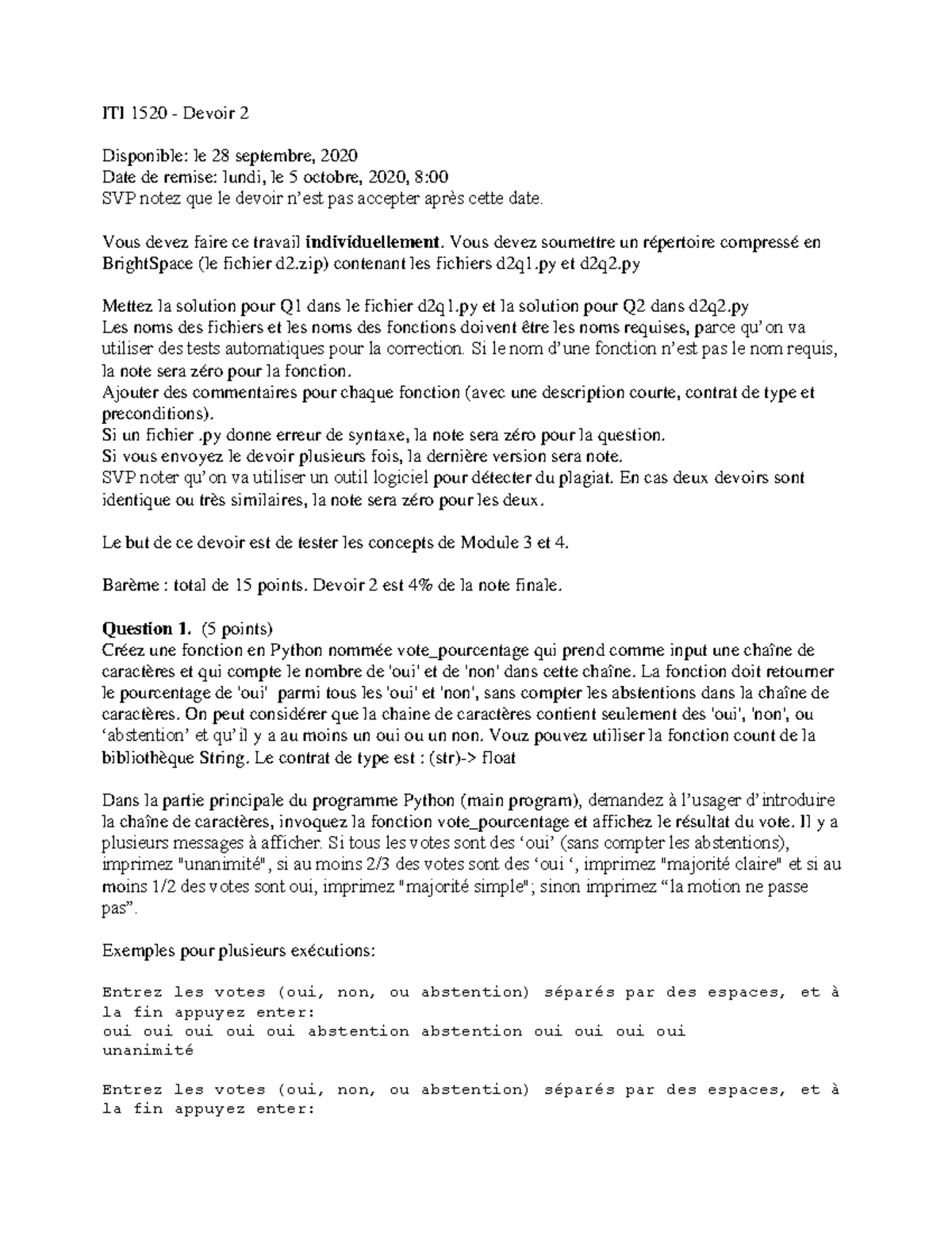 D2 2020 - A french homework for beginners in python - Warning: TT: undefined function: 32 ITI ...