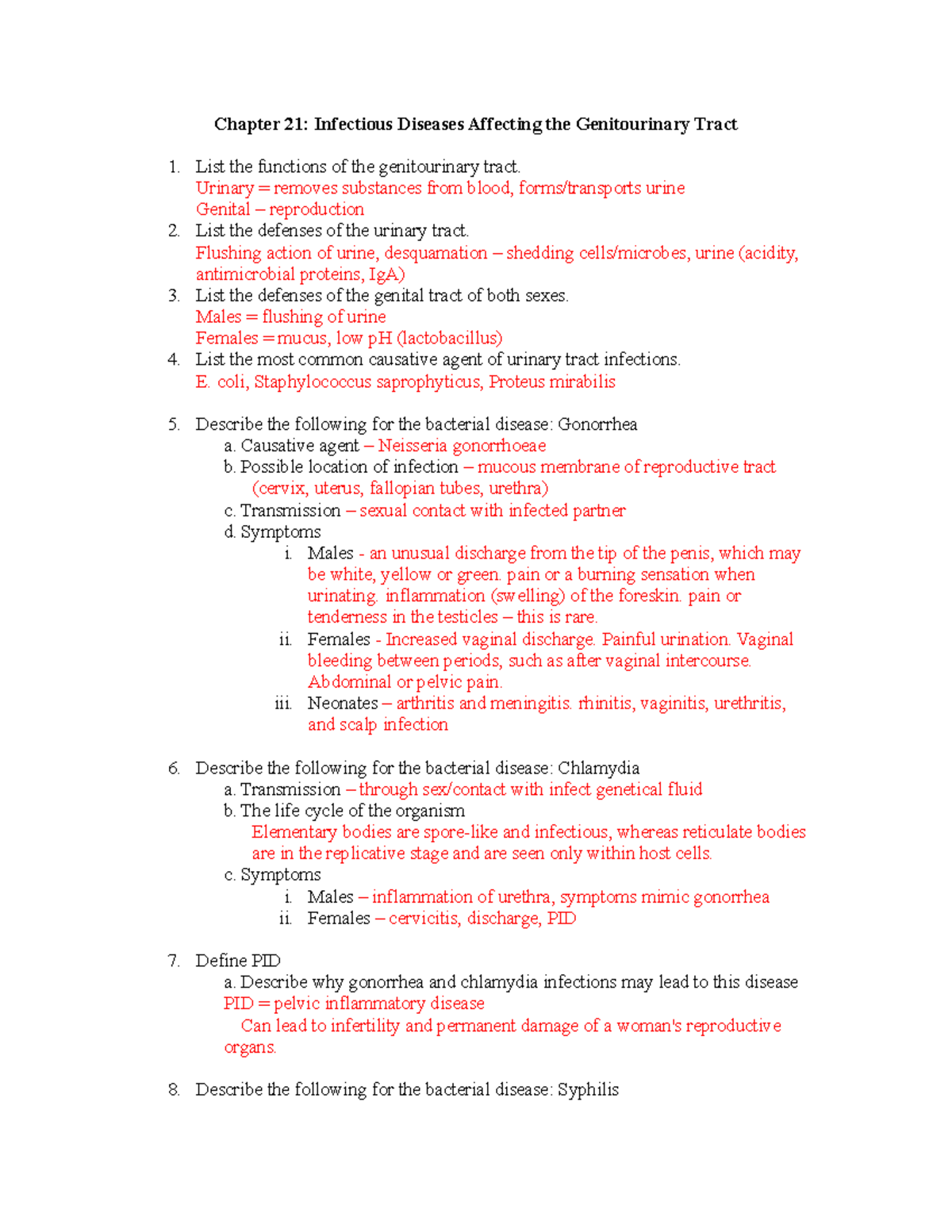 Chapter 21 LOs - Chapter 21: Infectious Diseases Affecting the ...