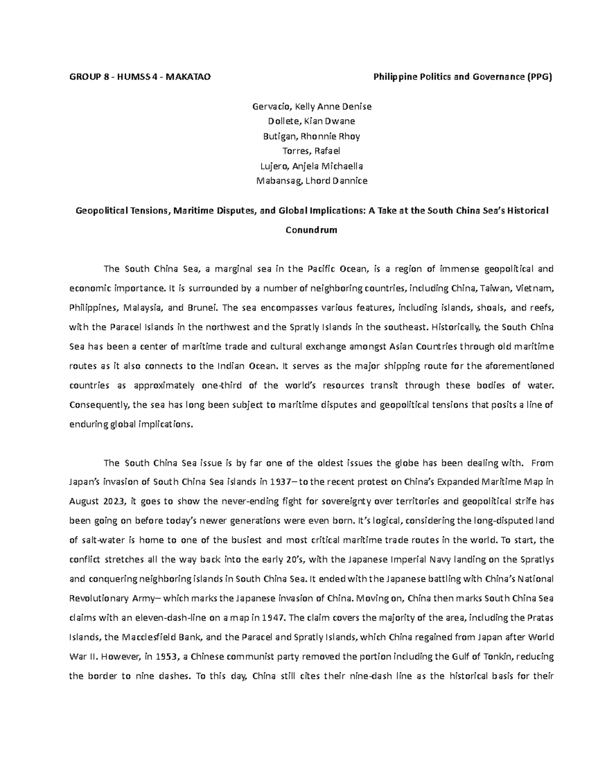 Ppg essay - g8 - GROUP 8 - HUMSS 4 - MAKATAO Philippine Politics and ...