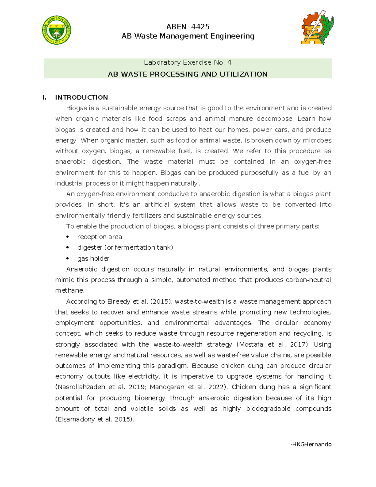 ABEN-4425 Laboratory-Exercise-1 - AB Waste Management Engineering ...