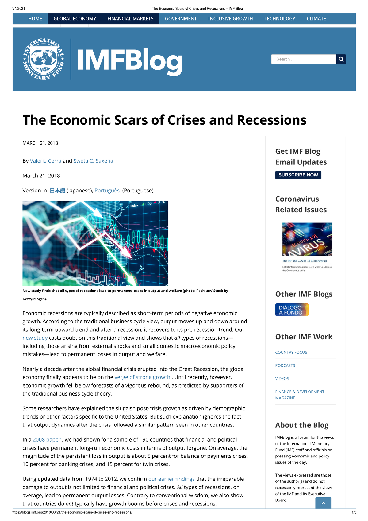 2. The Economic Scars of Crises and Recessions – IMF Blog - The ...
