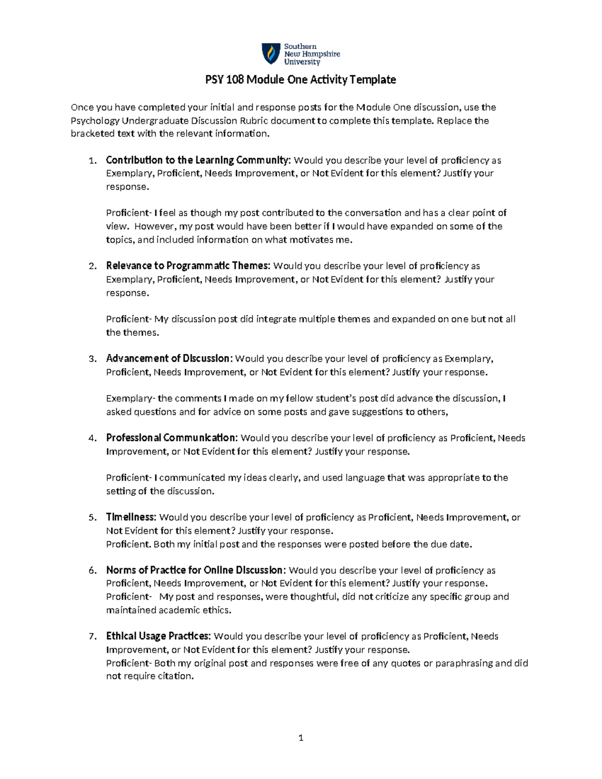 PSY 108 Module One Activity Thomas Wilson - PSY 108 Module One Activity ...