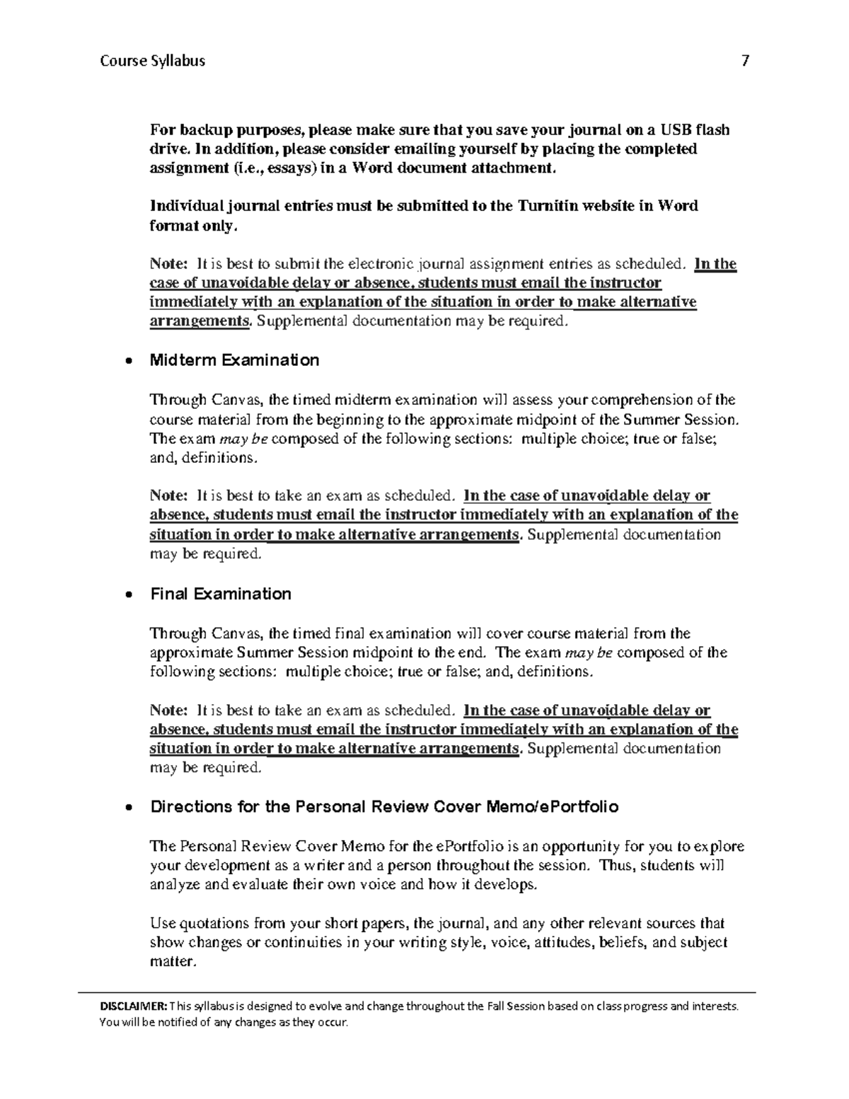 WRT 101 Writing 101 Section 3 Writing I07 - Course Syllabus DISCLAIMER ...