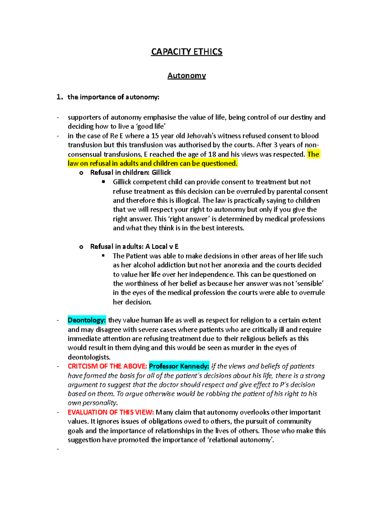 Capacity Ethics - ILO - CAPACITY ETHICS Autonomy 1. the importance of ...