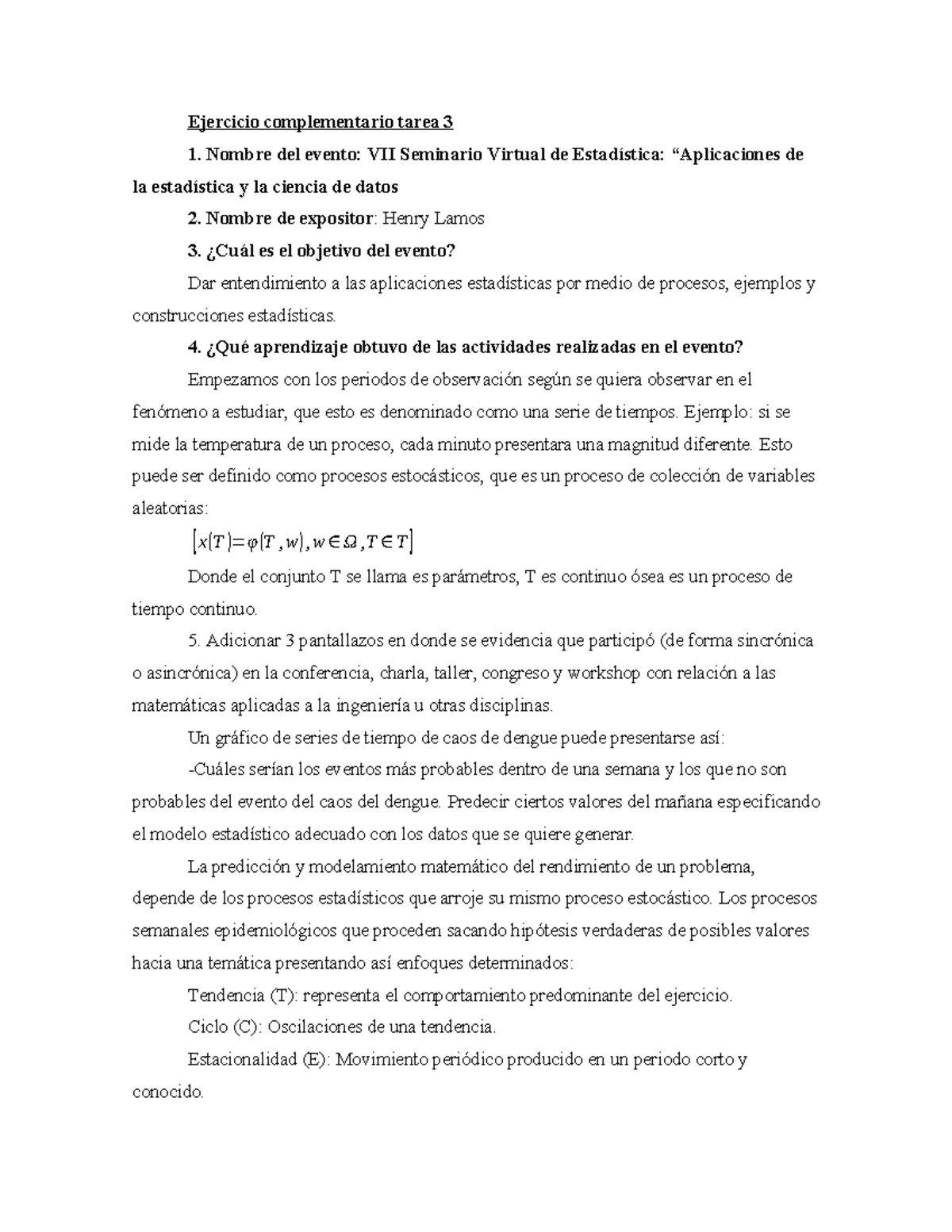 Ejercicio complementario tarea 3 Karen Diaz - Ejercicio complementario tarea 3 Nombre del evento ...