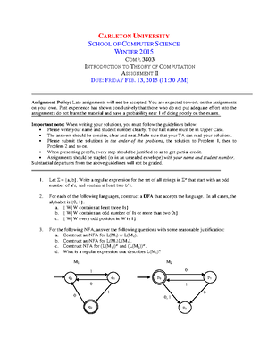 Solutions-ass2 - Assignment solution - COMP 3803 — Solutions Assignment 2 Question 1: Write your ...