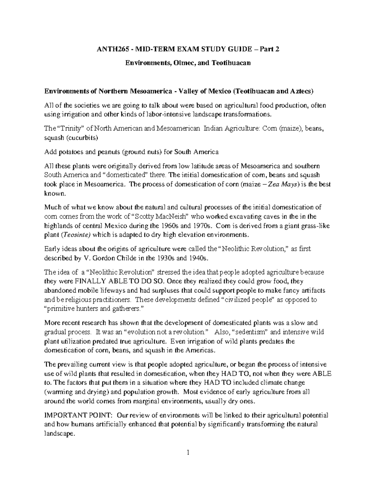 ANTH 265 Midterm Study Guide PART 2-2 - ANTH265 - MID-TERM EXAM STUDY GUIDE – Part 2 ...