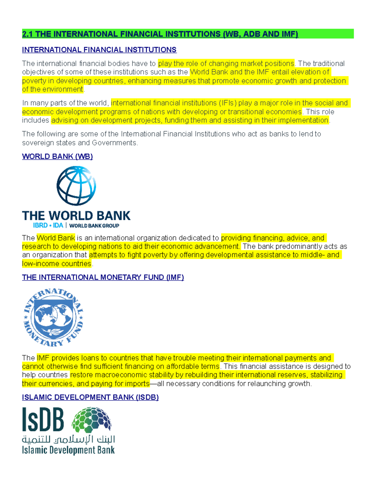 FIN 004 Module 2 - Short notes - 2 THE INTERNATIONAL FINANCIAL ...