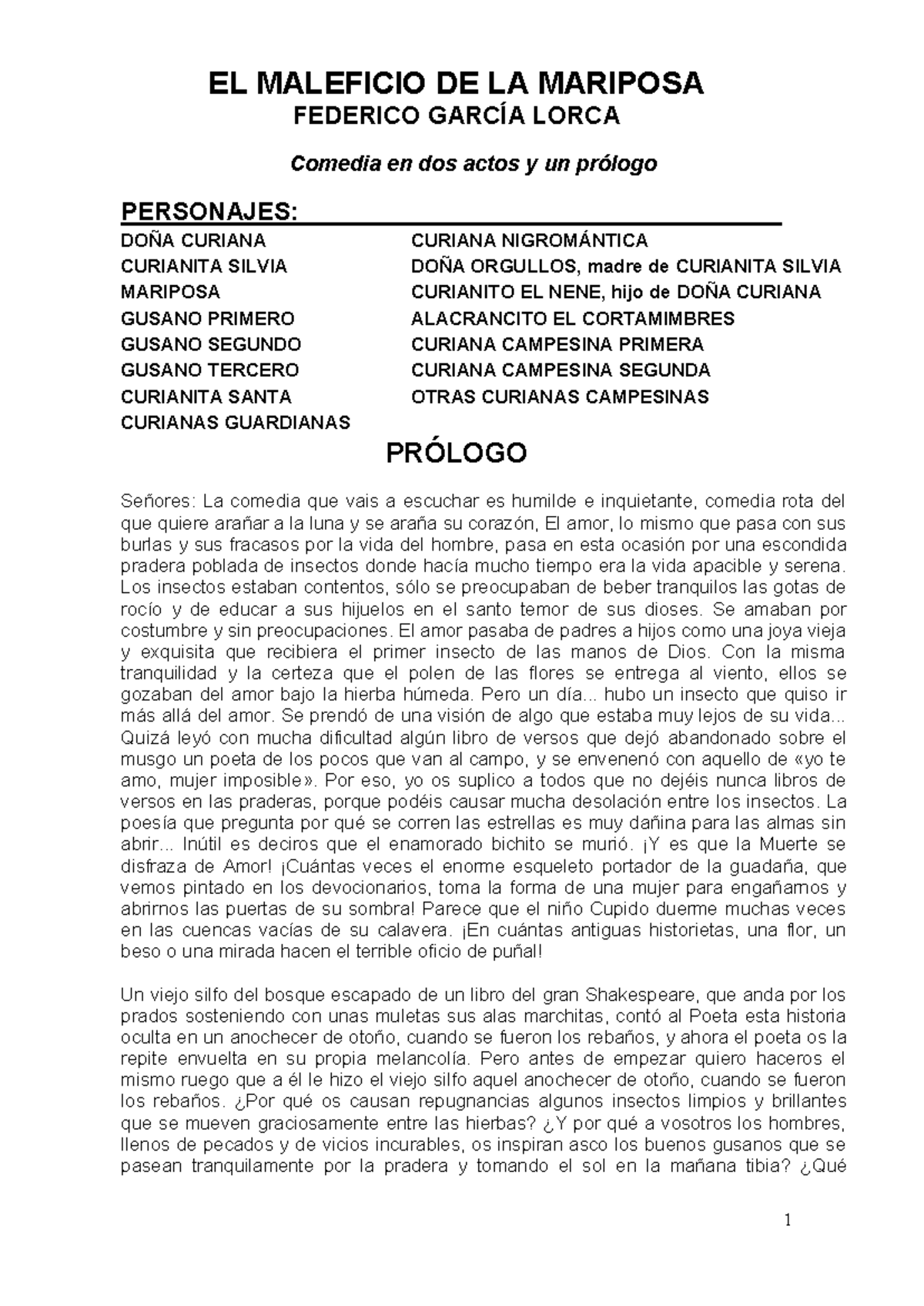 6 El maleficio de la mariposa autor Federico García Lorca - EL ...