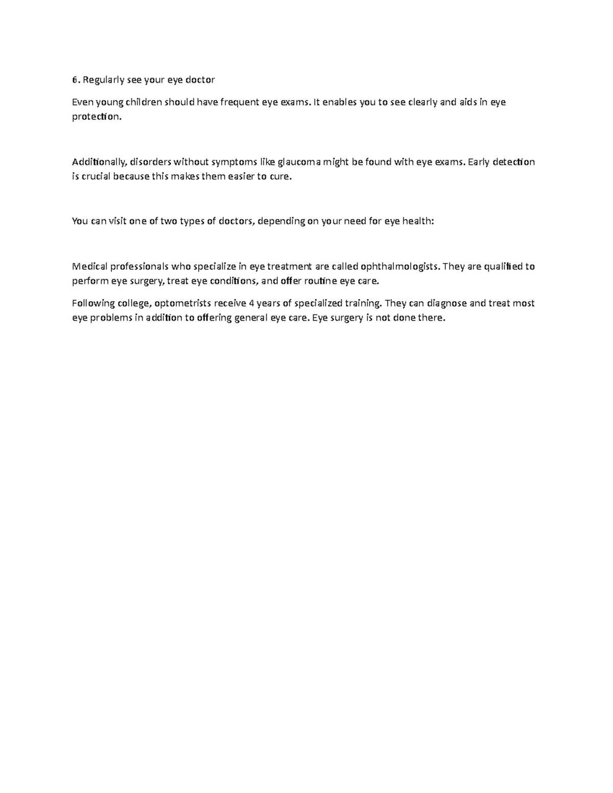 Eye 9 - notes - Regularly see your eye doctor Even young children ...