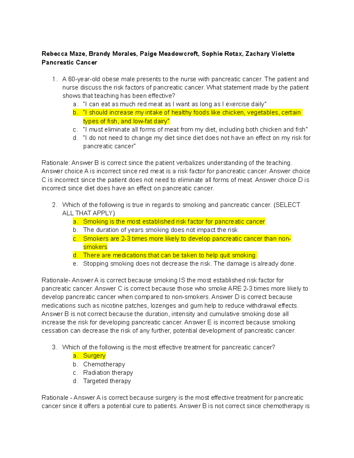 Adult Acute MC - Case Studies based on lecture notes Extremely helpful ...
