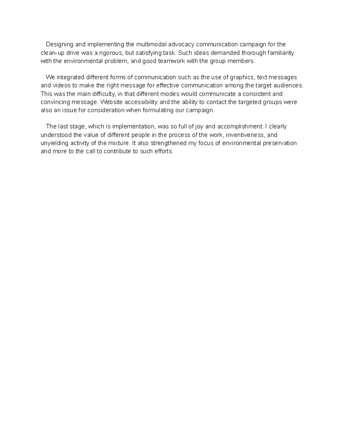 Enabling Assessment 6: Reflection Paper - Designing and implementing ...